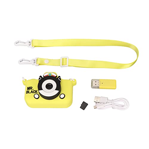 Kids Digital Camera with 32GB SD Card, Cute Compact Children Camera with 2in HD Screen, Portable Mini Child Cameras with 28 Fun Frames, Filters and Strap for 3‑10 Years Old Kids(Yellow+SD Card)