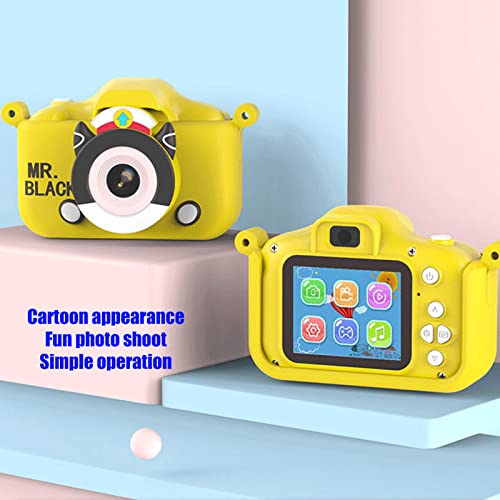 Kids Digital Camera with 32GB SD Card, Cute Compact Children Camera with 2in HD Screen, Portable Mini Child Cameras with 28 Fun Frames, Filters and Strap for 3‑10 Years Old Kids(Yellow+SD Card)