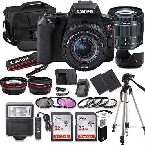 Canon EOS Rebel SL3 DSLR Camera Bundle with Canon EF-S 18-55mm f/4-5.6 is STM Lens + 2pc SanDisk 32GB Memory Cards + Professional Kit