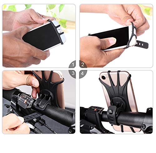 360°Rotation Cycling Bike Bicycle Phone Mount Holder Silicone Handlebar Case for Samsung Galaxy S21 FE, S20 Plus S21+, S22 S21 Ultra, A11 A12 A32 A52 A72, LG Stylo 6 V60 Moto G Stylus 4.0"-6.9" Phones