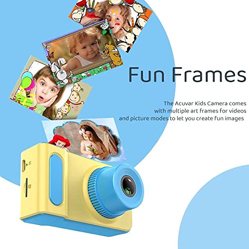 eDealz Full 1080P Kids Selfie HD Compact Digital Photo and Video Rechargeable Camera with 2" LCD Screen, Video Games and Micro USB Charging (Blue, Camera Only)