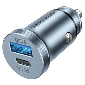 unbreakcable usb c car charger 38w fast charging [all metal] pd & qc 3.0 dual port type c car adapter for apple iphone 14 13 12 11 pro max mini se xs xr x 8 7 6 plus ipad samsung galaxy android phone