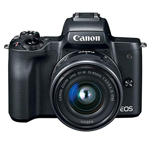 Canon EOS M50 Mirrorless Camera with EF-M 15-45mm f/3.5-6.3 is STM Lens, Black - Bundle with 16GB SDHC Card, Camera Case, 49mm Filter Kit, Cleaning Kit, Card Reader, Pc Software Package