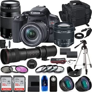 camera bundle for canon eos rebel t8i dslr camera with 18-55mm, ef 75-300mm f/4-5.6 iii lens + 420-800 telephoto lens, 64gb memory + professional kit