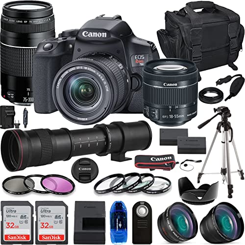 Camera Bundle for Canon EOS Rebel T8i DSLR Camera with 18-55mm, EF 75-300mm f/4-5.6 III Lens + 420-800 Telephoto Lens, 64GB Memory + Professional Kit