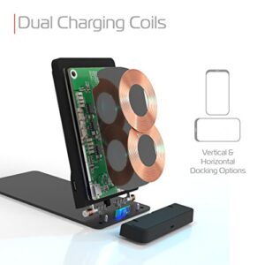 tzumi Multi-Angle Folding Desktop Wireless Charging Pad– Qi Fast Wireless Charger for iPhone X, iPhone 8 and 8+ and Android Qi Devices with Dual Coils. Charges w/USB Cable, AC Adapter Not Included.