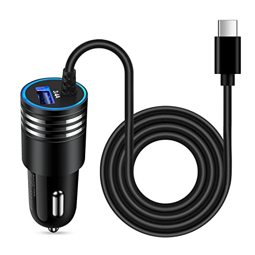 Android Car Charger Type C Samsung Car Charger Fast Charging for Samsung Galaxy A14/A04S/A53 5G/A13/A03S/S23/S23 Ultra/S23 Plus/S22/S21fe/S20/Z Flip4/Z Fold4/A12/A32, 3.4A Car Adapter+3ft USB C Cable