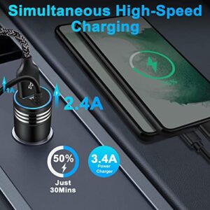 Android Car Charger Type C Samsung Car Charger Fast Charging for Samsung Galaxy A14/A04S/A53 5G/A13/A03S/S23/S23 Ultra/S23 Plus/S22/S21fe/S20/Z Flip4/Z Fold4/A12/A32, 3.4A Car Adapter+3ft USB C Cable