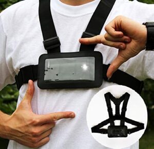 designus use mobile phone as action camera – splashproof and secure body chest mobile phone holder mount harness strap