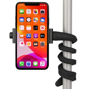 itodos portable flexible cell phone holder stand for treadmill, spin bike, stroller, shopping cart, bed, car, kitchen, desk, compatible with iphone, android (black)