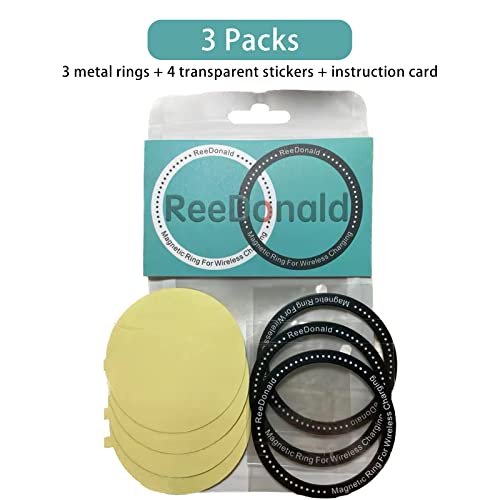 Reedonald Magnetic Rings 3Pack,Universal Metal Magnet for Wireless MagSafe Charge, Compatible with iPhone 14/13/12/11 Pro/Max/Mini,Samsung Galaxy Etcs& Phone Case