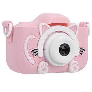 pusokei children camera, 2400w pixels cartoon digital dv kids camera for girls toys, children digital cameras birthday fun camera for children(pink)