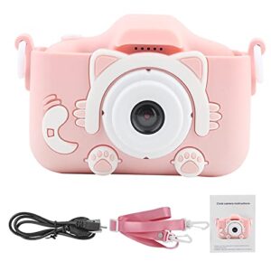 PUSOKEI Children Camera, 2400W Pixels Cartoon Digital DV Kids Camera for Girls Toys, Children Digital Cameras Birthday Fun Camera for Children(Pink)