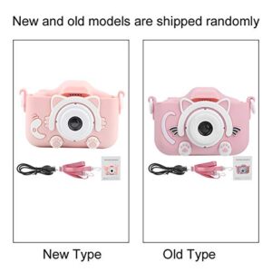 PUSOKEI Children Camera, 2400W Pixels Cartoon Digital DV Kids Camera for Girls Toys, Children Digital Cameras Birthday Fun Camera for Children(Pink)