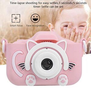 PUSOKEI Children Camera, 2400W Pixels Cartoon Digital DV Kids Camera for Girls Toys, Children Digital Cameras Birthday Fun Camera for Children(Pink)