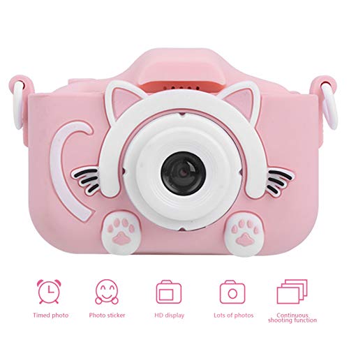 PUSOKEI Children Camera, 2400W Pixels Cartoon Digital DV Kids Camera for Girls Toys, Children Digital Cameras Birthday Fun Camera for Children(Pink)