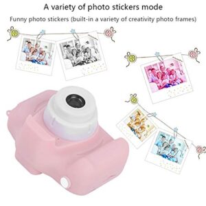 PUSOKEI Children Camera, 2400W Pixels Cartoon Digital DV Kids Camera for Girls Toys, Children Digital Cameras Birthday Fun Camera for Children(Pink)