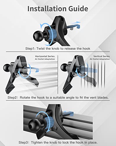 ZOOAUX Universal Air Vent Clip for Wireless Car Charger & Car Mount, Ultra Strong Anti-Shake Vent Grip for Most Car Phone Mount Holders with Joint Ball [Diameter 0.67 in (17mm)]