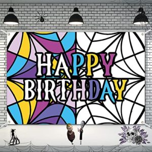 wednesday addams birthday decorations wednesday addams stained happy birthday backdrop banner for wednesday addams birthday party supplies 5x3ft