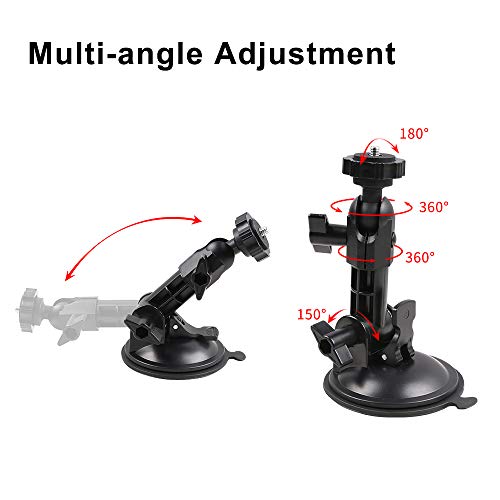 Powerful Suction Cup Camera Car Mount with Tripod Adapter and Phone Holder for GoPro Hero 11/10/9/8/7/6 Black, iPhone,DJI Osmo Action, Samsung Galaxy, Google Pixel and More (3.3 * 3.3 * 5.6in)