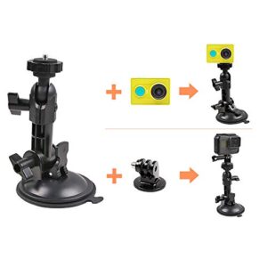 Powerful Suction Cup Camera Car Mount with Tripod Adapter and Phone Holder for GoPro Hero 11/10/9/8/7/6 Black, iPhone,DJI Osmo Action, Samsung Galaxy, Google Pixel and More (3.3 * 3.3 * 5.6in)