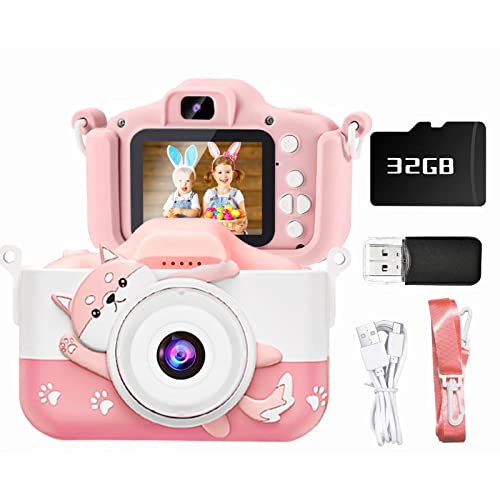 Ruiqas Camera Toy Dual Lens Selfie Camera 1080P HD Digital Video Camera with 32GB TF Card Birthday Gifts for