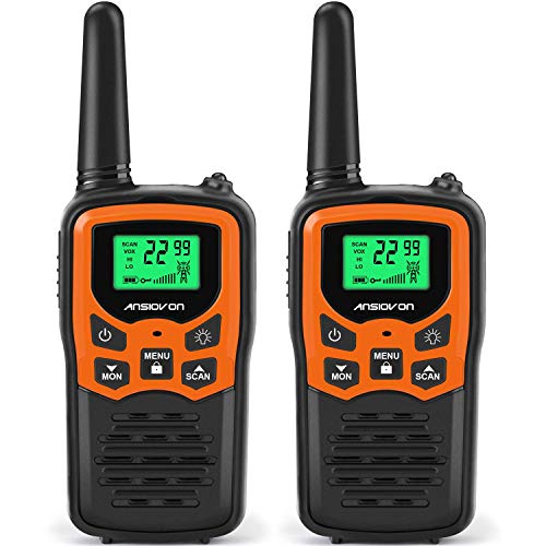 Walkie Talkies for Adults, ANSIOVON Long Range Handheld Walky Talky with 22 Channels Walkie Talkie LCD Display, Flashlight for Outside Adventures, Camping, Hiking (2 Pack)