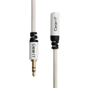 50ft 3.5mm extension cable, gearit pro series preminun gold plated 50 feet 3.5mm auxiliary audio stereo extension male to female cable, white