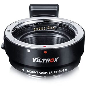 viltrox ef-eos m lens mount auto focus adapter, compatible with canon ef/ef-s lens to canon eos m (ef-m mount) mirrorless camera body eos m100 m50 m3 m10 m6 m5