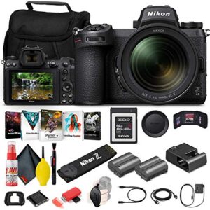 nikon z 7ii mirrorless digital camera 45.7mp with 24-70mm f/4 lens (1656) + 64gb xqd card + en-el15c battery + corel software + case + hdmi cable + card reader + more – international model (renewed)