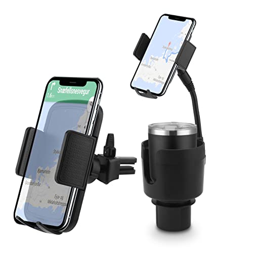 Car Cup Holder Phone Mount Adjustable Base with 360° Rotation Universal Multifunctional Drink Cup Holder Expander Cellphone Holder Adapter for Car Fits Any iPhone All Smartphones