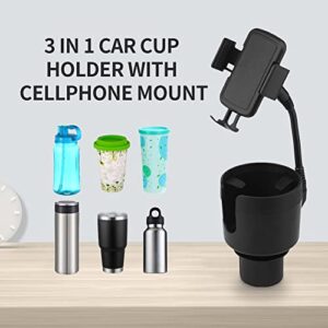 Car Cup Holder Phone Mount Adjustable Base with 360° Rotation Universal Multifunctional Drink Cup Holder Expander Cellphone Holder Adapter for Car Fits Any iPhone All Smartphones