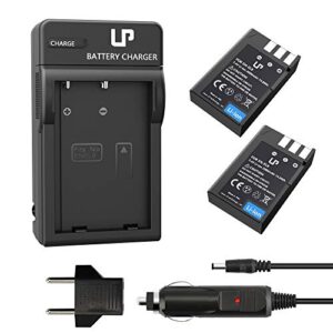 en-el9 en el9a battery charger pack, lp 2-pack battery & charger, compatible with nikon d40, d40x, d60, d3000, d5000 cameras, replacement for mh-23