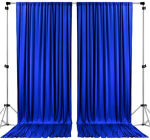 ak trading co. 10 feet x 10 feet polyester backdrop drapes curtains panels with rod pockets – wedding ceremony party home window decorations – royal blue (drape-5×10-royal)