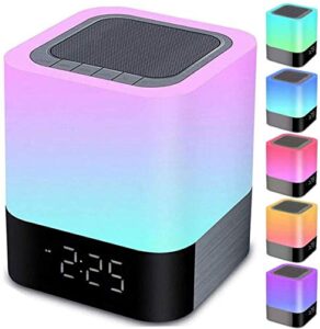 gallstep night lights bluetooth speaker, alarm clock bluetooth speaker touch sensor bedside lamp dimmable multi-color changing bedside lamp, mp3 player, wireless speaker with lights