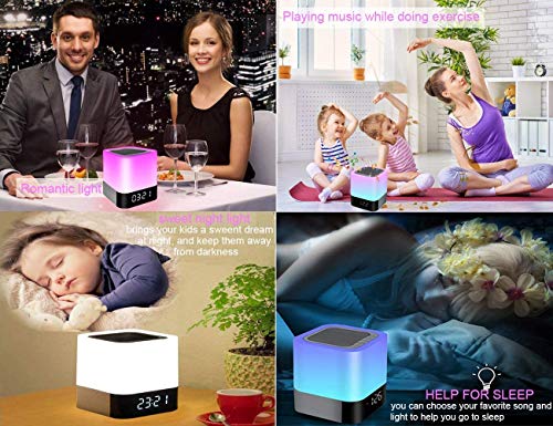 Gallstep Night Lights Bluetooth Speaker, Alarm Clock Bluetooth Speaker Touch Sensor Bedside Lamp Dimmable Multi-Color Changing Bedside Lamp, MP3 Player, Wireless Speaker with Lights