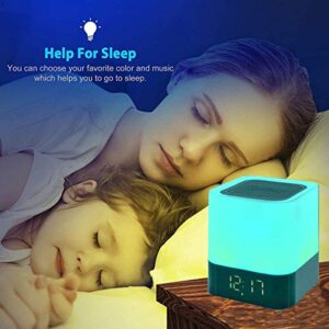 Gallstep Night Lights Bluetooth Speaker, Alarm Clock Bluetooth Speaker Touch Sensor Bedside Lamp Dimmable Multi-Color Changing Bedside Lamp, MP3 Player, Wireless Speaker with Lights