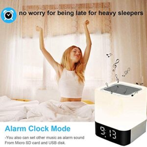 Gallstep Night Lights Bluetooth Speaker, Alarm Clock Bluetooth Speaker Touch Sensor Bedside Lamp Dimmable Multi-Color Changing Bedside Lamp, MP3 Player, Wireless Speaker with Lights