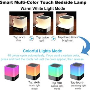 Gallstep Night Lights Bluetooth Speaker, Alarm Clock Bluetooth Speaker Touch Sensor Bedside Lamp Dimmable Multi-Color Changing Bedside Lamp, MP3 Player, Wireless Speaker with Lights