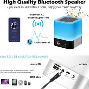 Gallstep Night Lights Bluetooth Speaker, Alarm Clock Bluetooth Speaker Touch Sensor Bedside Lamp Dimmable Multi-Color Changing Bedside Lamp, MP3 Player, Wireless Speaker with Lights