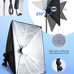 Tocoan Softbox Photography Lighting Kit, 2packs 27 x 20 inches Photo Studio Equipment & Continuous Lighting System with 40W 8000K LED Bulbs Professional Studio Lighting, Live Streaming, YouTube