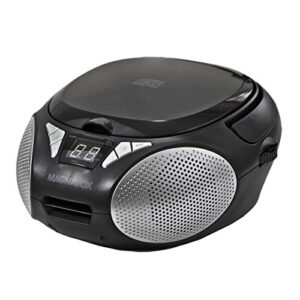 magnavox md6924 portable top loading cd boombox with am/fm stereo radio in black | cd-r/cd-rw compatible | led display | aux port supported | programmable cd player |