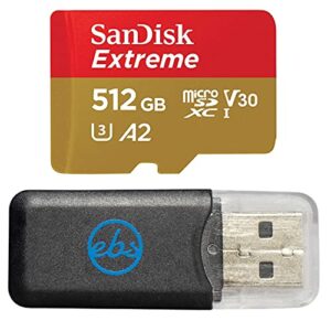 sandisk extreme 512gb sdxc uhs-i u3 v30 memory card works with gopro action camera hero 11 black and hero11 black mini (sdsqxav-512g-gn6mn) bundle with 1 everything but stromboli microsd card reader