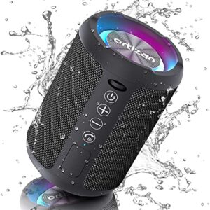 Ortizan Bluetooth Speakers, Portable Wireless Speaker with 10W Rich Stereo Sound, Deep Bass, IPX6 Waterproof Shower Mini Speaker with Light Show, 15H Playtime, Dual Pairing for Home, Party, Camping