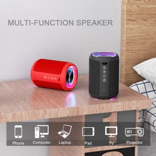 Ortizan Bluetooth Speakers, Portable Wireless Speaker with 10W Rich Stereo Sound, Deep Bass, IPX6 Waterproof Shower Mini Speaker with Light Show, 15H Playtime, Dual Pairing for Home, Party, Camping