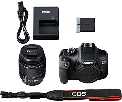 Canon EOS 4000D DSLR Camera w/Canon EF-S 18-55mm F/3.5-5.6 III Zoom Lens + Case + 32GB SD Card+ More+ TopKnotch Cloth (Renewed)