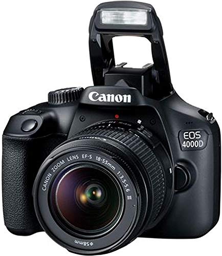 Canon EOS 4000D DSLR Camera w/Canon EF-S 18-55mm F/3.5-5.6 III Zoom Lens + Case + 32GB SD Card+ More+ TopKnotch Cloth (Renewed)