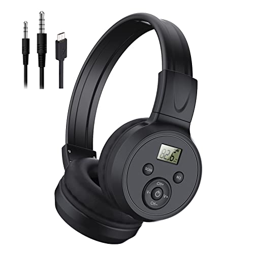 Rechargeable & Portable Personal FM Radio Headphones with Best Reception, FM Headset Radio Receiver for Meeting, Daily Works, Hiking, Jogging