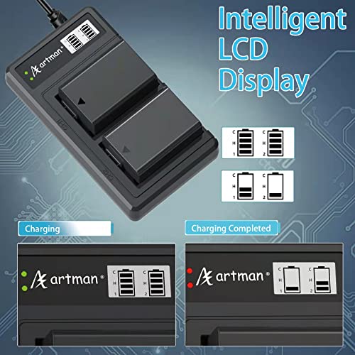 Artman EN-EL25 EN-EL25A Battery 2-Pack and LCD USB Dual Charger for Nikon Z50, Z FC, Z 50 Digital Cameras, Compatible with Nikon EN-EL25 ENEL25 EN-EL25a 4241 Battery, Nikon MH-32 Charger (1600mAh)