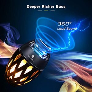 Outdoor Bluetooth Speaker, Gifts for Men Women Dad Mom, ANERIMST Waterproof Wireless Torch LED Light, Flame Speaker for Camping Accessories Home Gadgets, Loud Sound, 24H Playtime, Black, 1 Pack